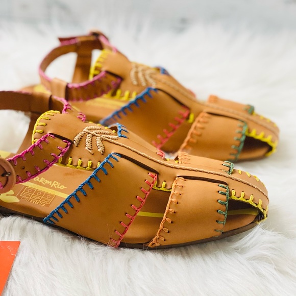 FARM Rio | Shoes | Farm Rio Brazil Whipstitch Palm Tree Sandals | Poshmark